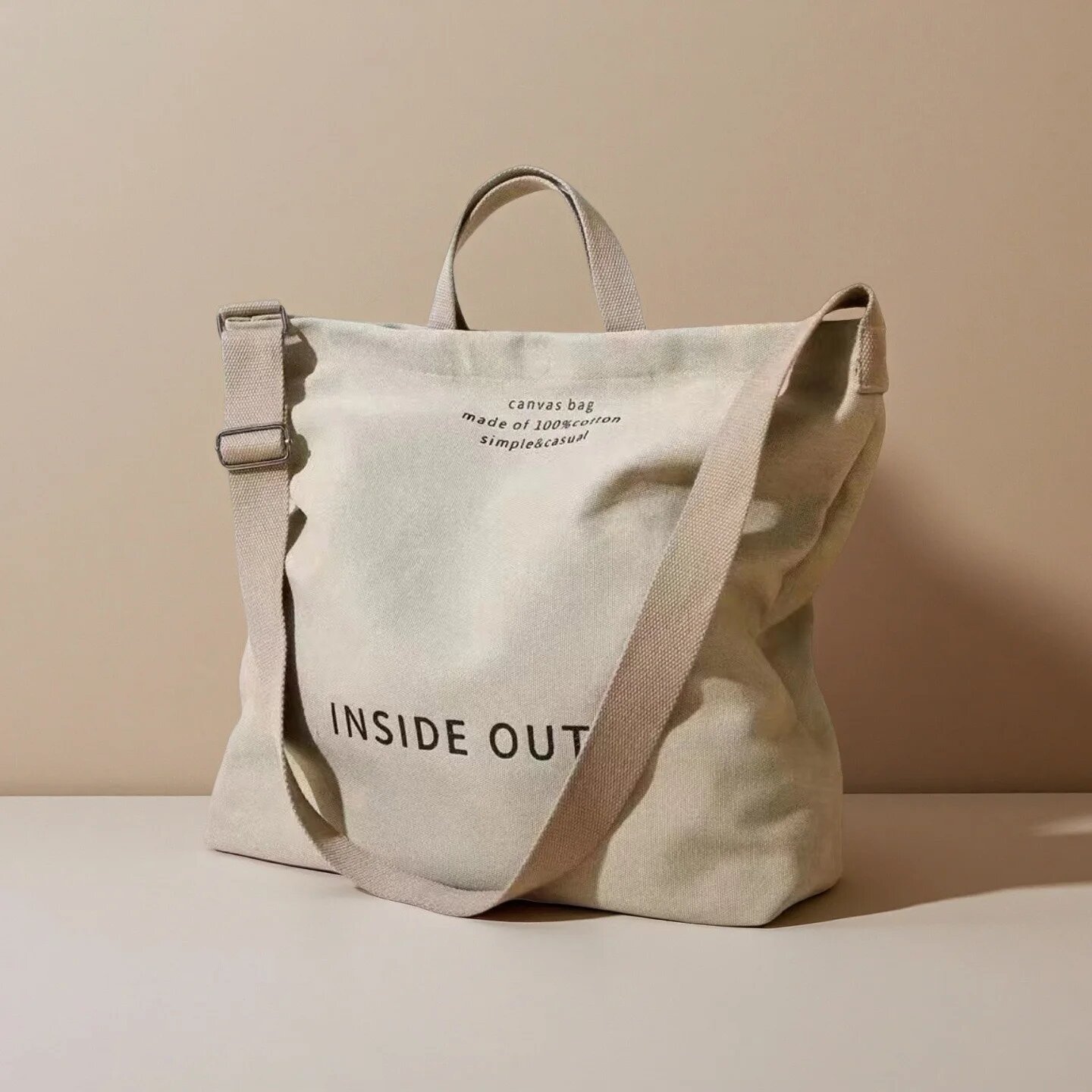 Белая большая холщовая сумка Inside Out