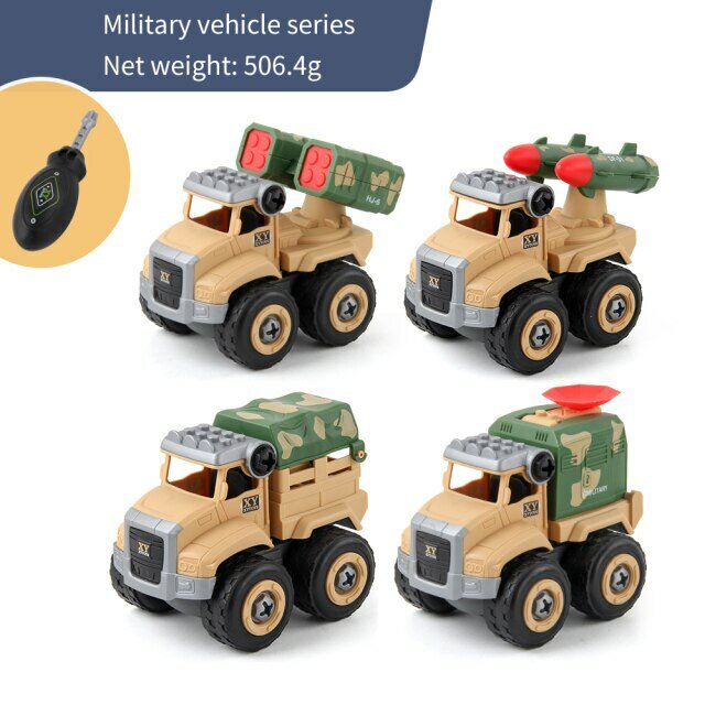 Mksafn 4pcs строительство транспортного средства DIY сборка винт игрушка автомобиль раннее обучение образовательная игрушка головоломка ребенок подарок винт блок (красочный)
