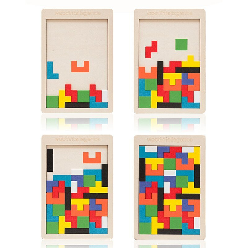 3d Дерево головоломка Jigsaw Board Игрушка Танграм мозг Тизер Детская головоломка Игрушка Игра Образовательная детская игрушка Дерево подарок головоломка (красочный)