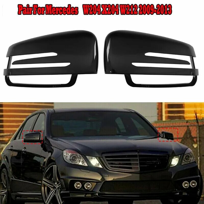 1 пара накладок на дверные зеркала, накладки боковые зеркала совместим с CES Class W204 W212 W221 CLA GLA 2009-2013, глянцевый черный