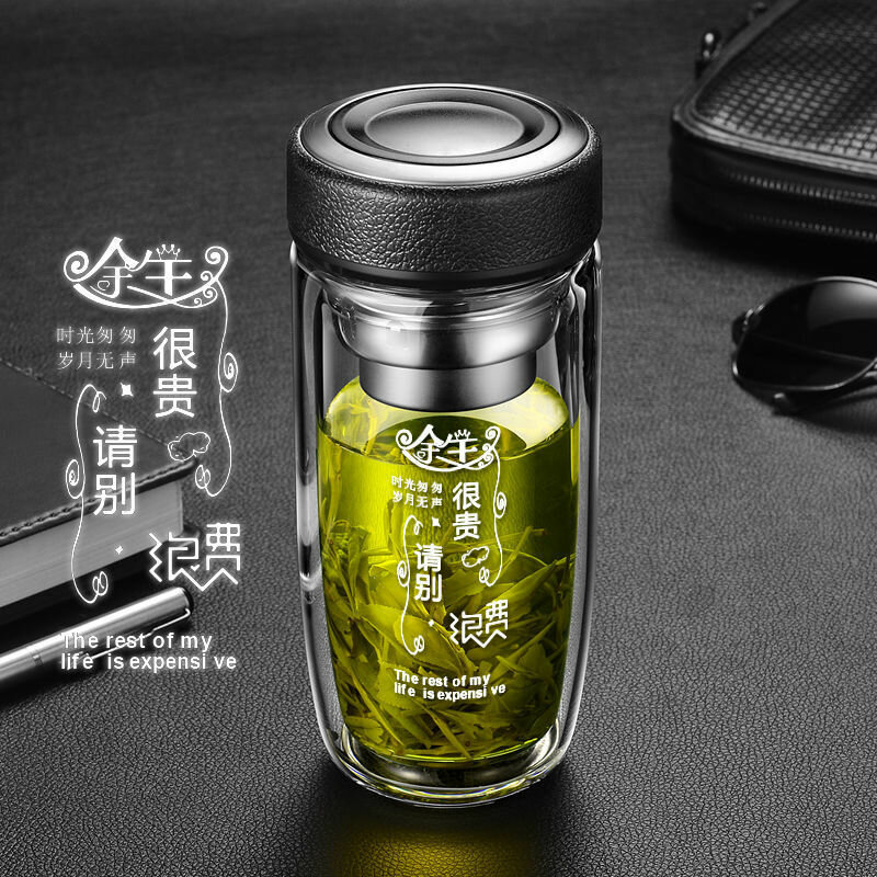 2025 Новый стеклянный стакан для воды, сверхбольшая емкость, высококачественный стакан для питья, домашний чайный стакан с разделением воды, стакан для заваривания чая