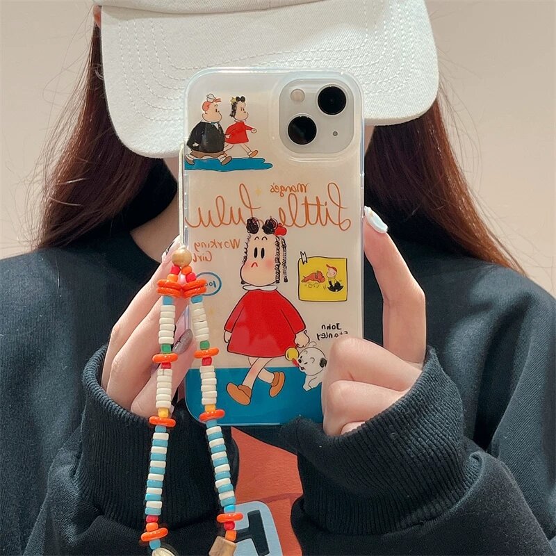 Кулинария граффити мультфильм аниме девушка со шнурком подходит для iphone16 Pro Max чехол для мобильного телефона