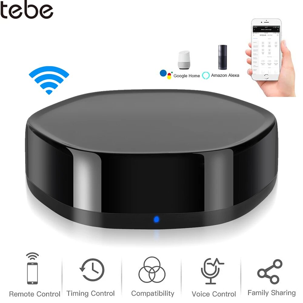 Универсальный Wi-Fi ИК-пульт дистанционного управления Tuya, беспроводной переключатель, автоматизация умного дома, инфракрасный контроллер для ТВ-приставки, Alexa, Google