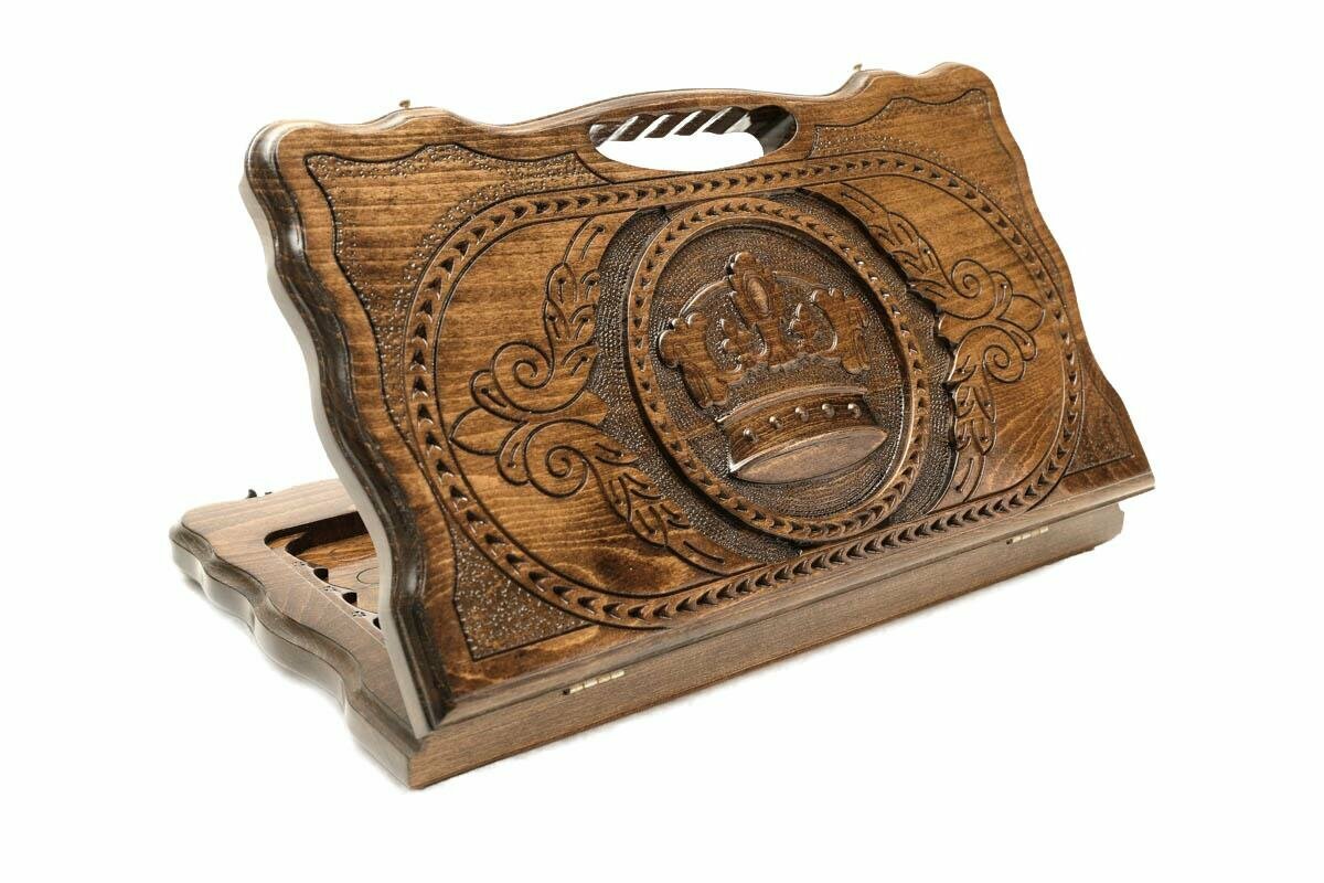 Нарды и шашки резные Золотая корона 41 х 46 см бук Армения 62667 Haleyan