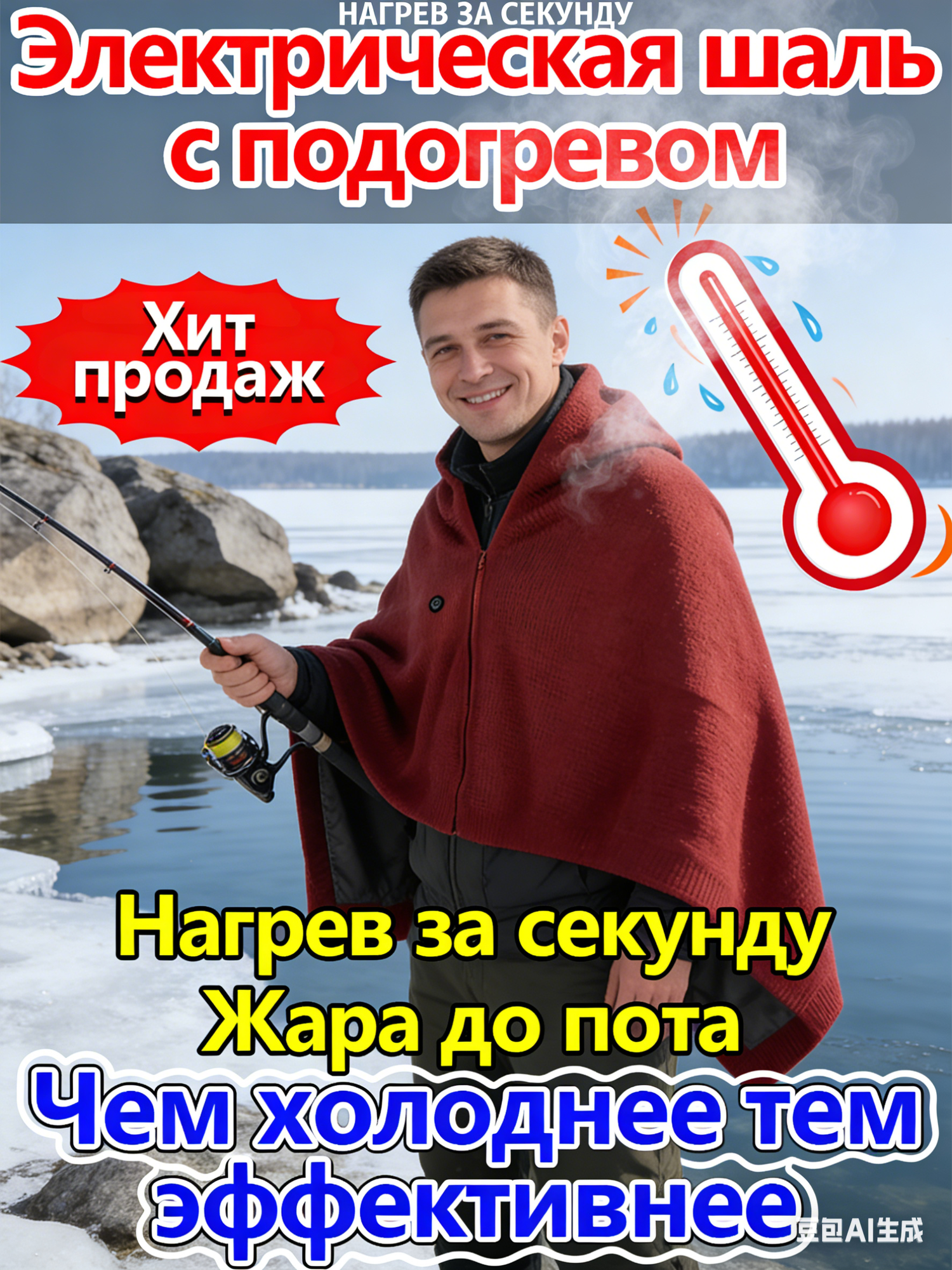 Электрическое одеяло плед накидка с обогревом 150х80 см из флиса на молнии с питанием от USB