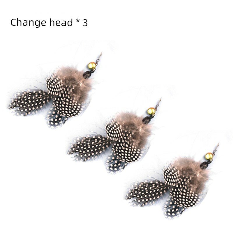 Игрушка для кошек Cat Butler с ручкой из массива дерева, пружиной, перьями, колокольчиком, удочкой-дразнилкой