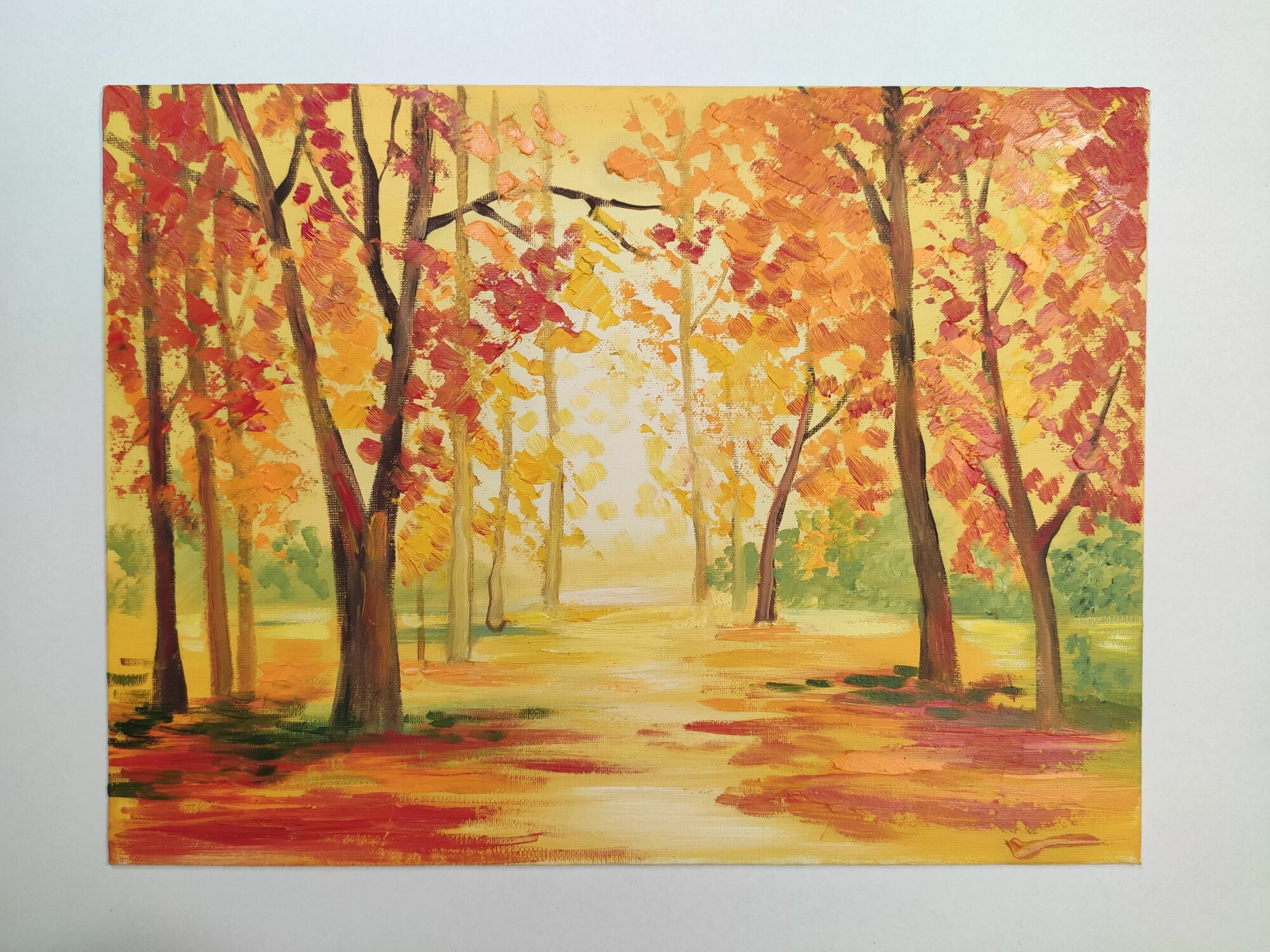 Картина маслом "Золотая осень" 30х40 см, холст на картоне, ручная работа