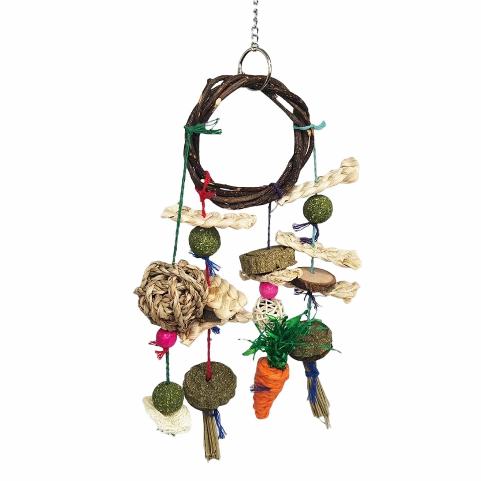 Подвесная жевательная игрушка для кроликов и хомяков из натурального дерева, способствует стачиванию зубов и активности