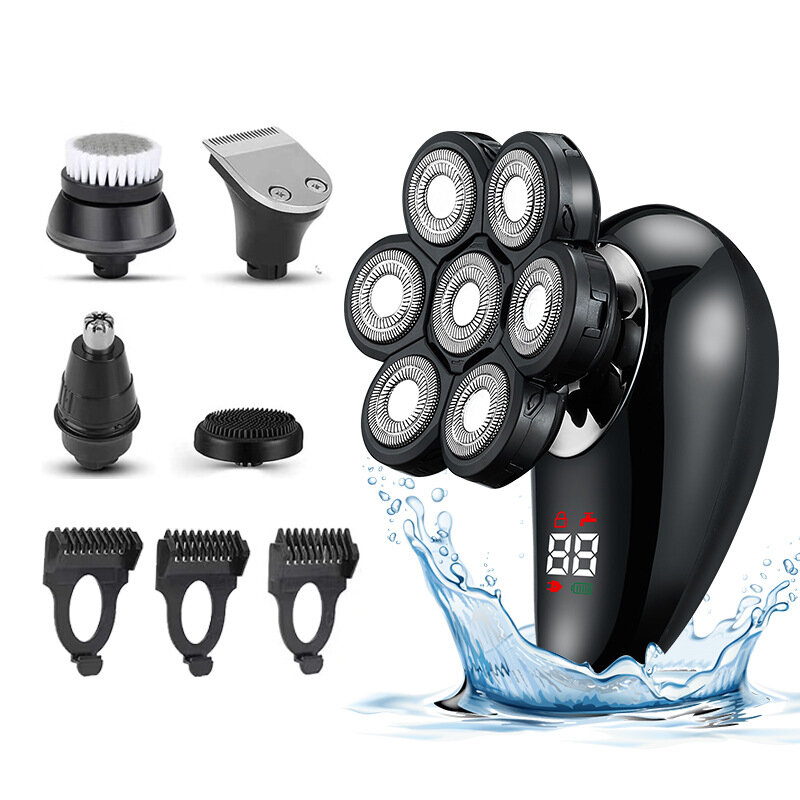 Электрическая бритва для бритья головы, магическая бритва с семью лезвиями, устройство для бритья головы, перезаряжаемая и моющаяся бритва для бороды