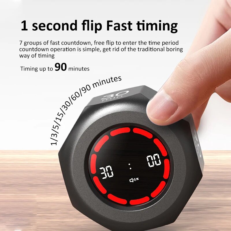 Flip Timer Черный 90 минут, визуальный таймер с индикатором — фото 1