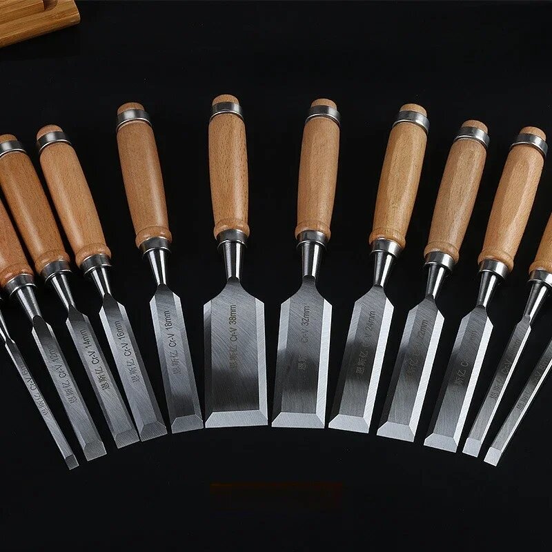 Новое плоское долото из хромованадиевой стали, набор для деревообработки, зеркальный внешний полукруглый ручной инструмент