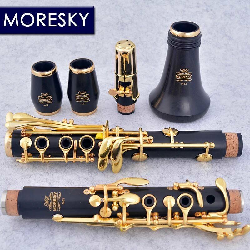 Кларнет MORESKY Bb из черного дерева с позолотой, 17 клавиш, M62 (OEM)