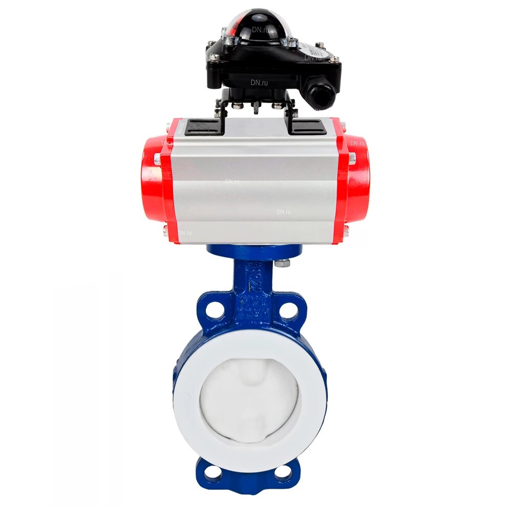 Затвор DN.ru WCB-WCB-PTFE-PTFE-Fb-H Ду50 Ру16 с пн. приводом DA-065 и БКВ LSB-210