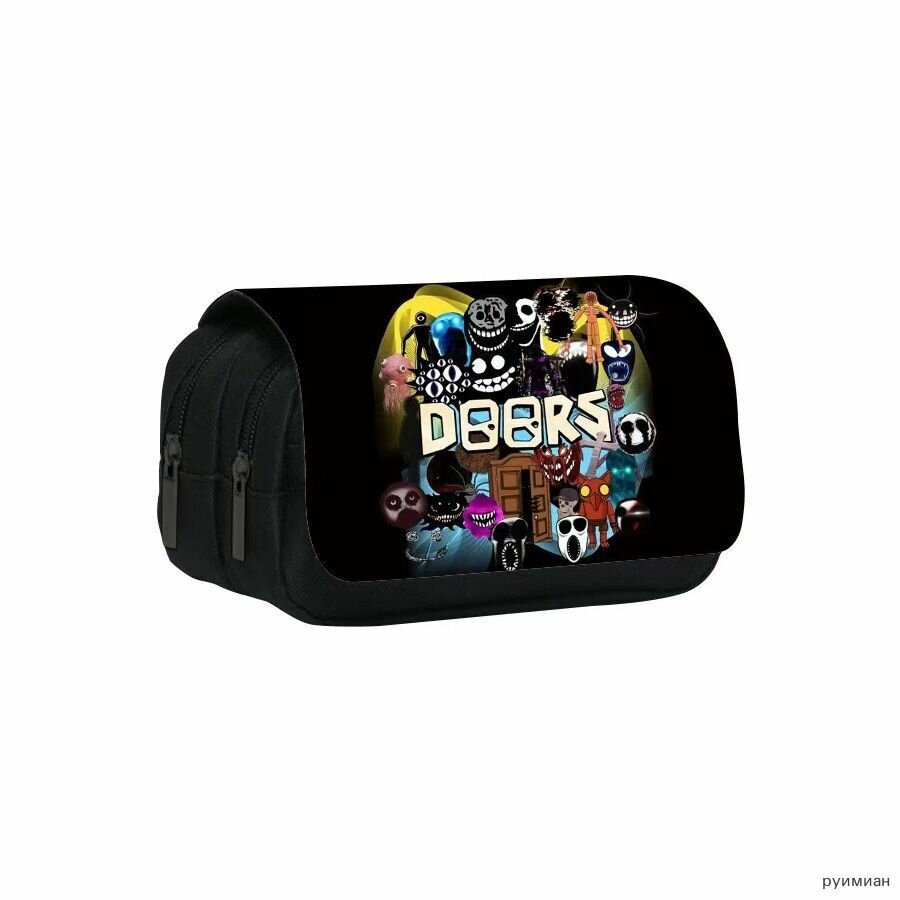 Doors roblox пенал дорс роблокс для подростка школьный с двумя отделениями 20x10x7,5см (10 штук наклейки в подарок)