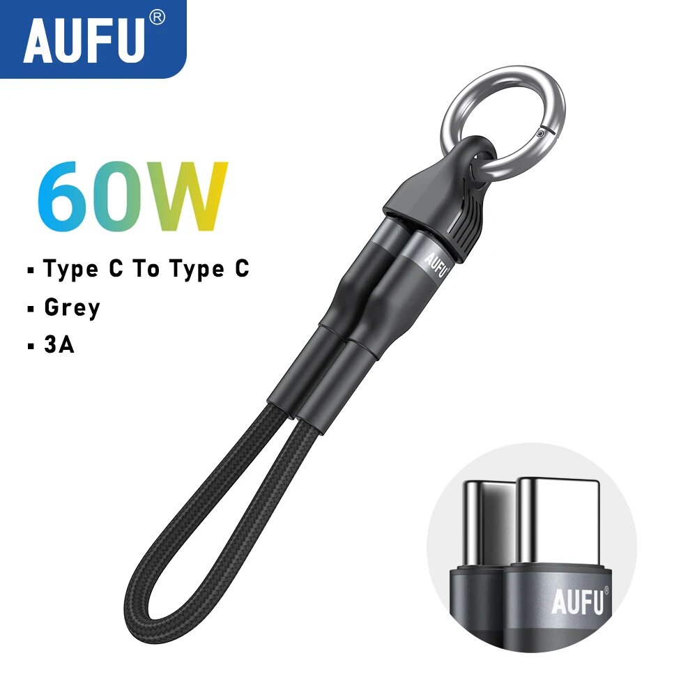 AUFU 60W Type-C to Type-C кабель, серый, 3A