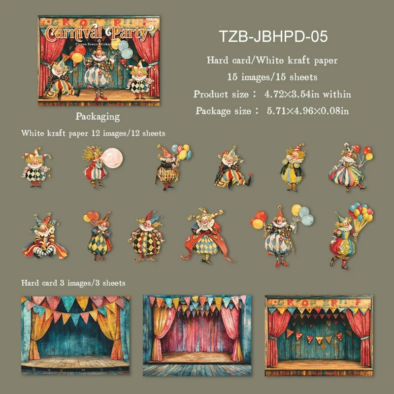 Наклейки цирковые клоуны TZB-JBHPD-05