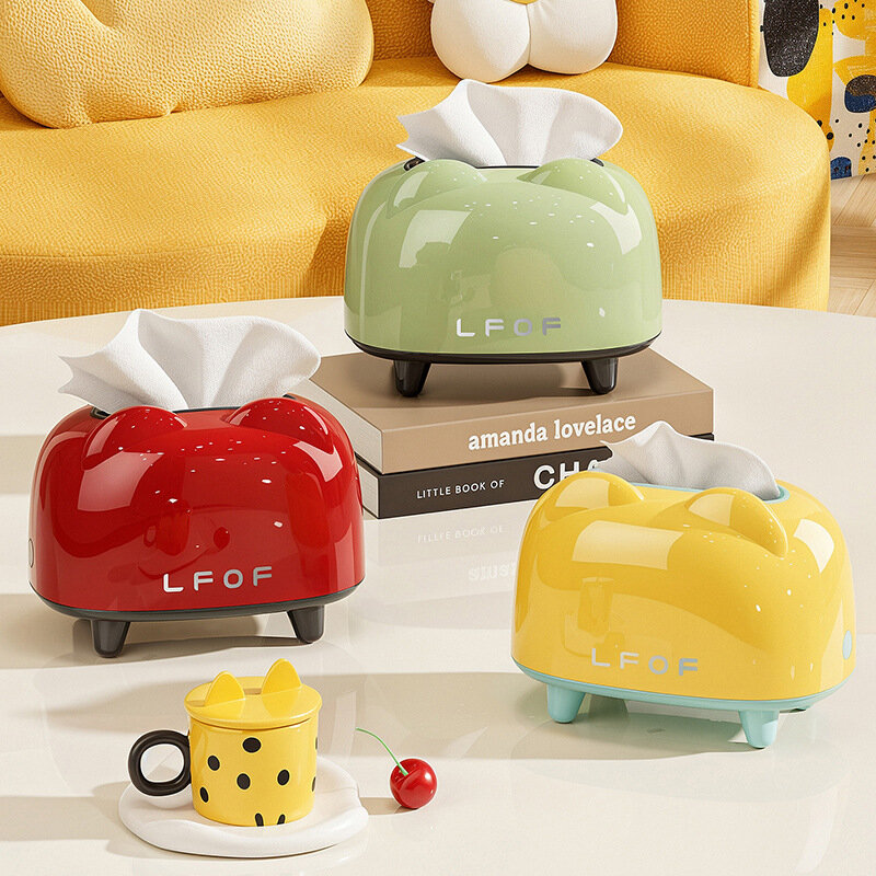 Настольная коробка для салфеток Creative Cute Pumping Box, красная, жёлтая, зелёная, 3шт
