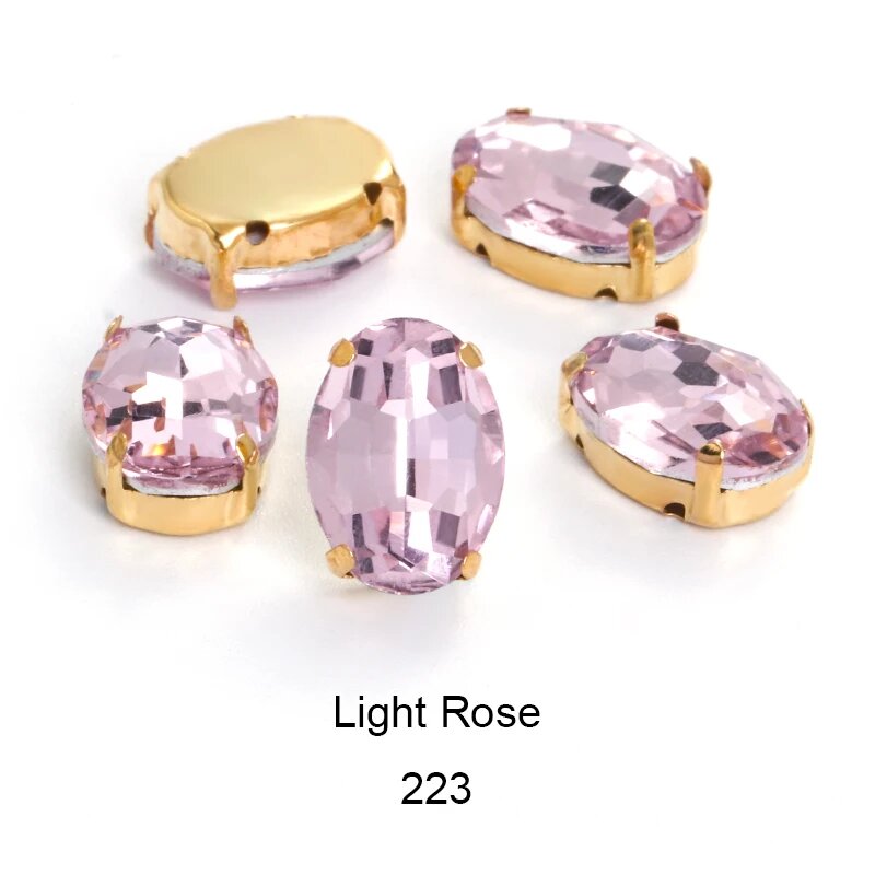 Стразы стеклянные 6x8mm, Light Rose 223, 50шт