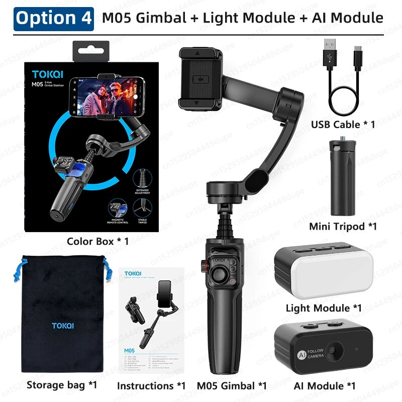 TOKQI M05 Gimbal + Light + AI, Option 4