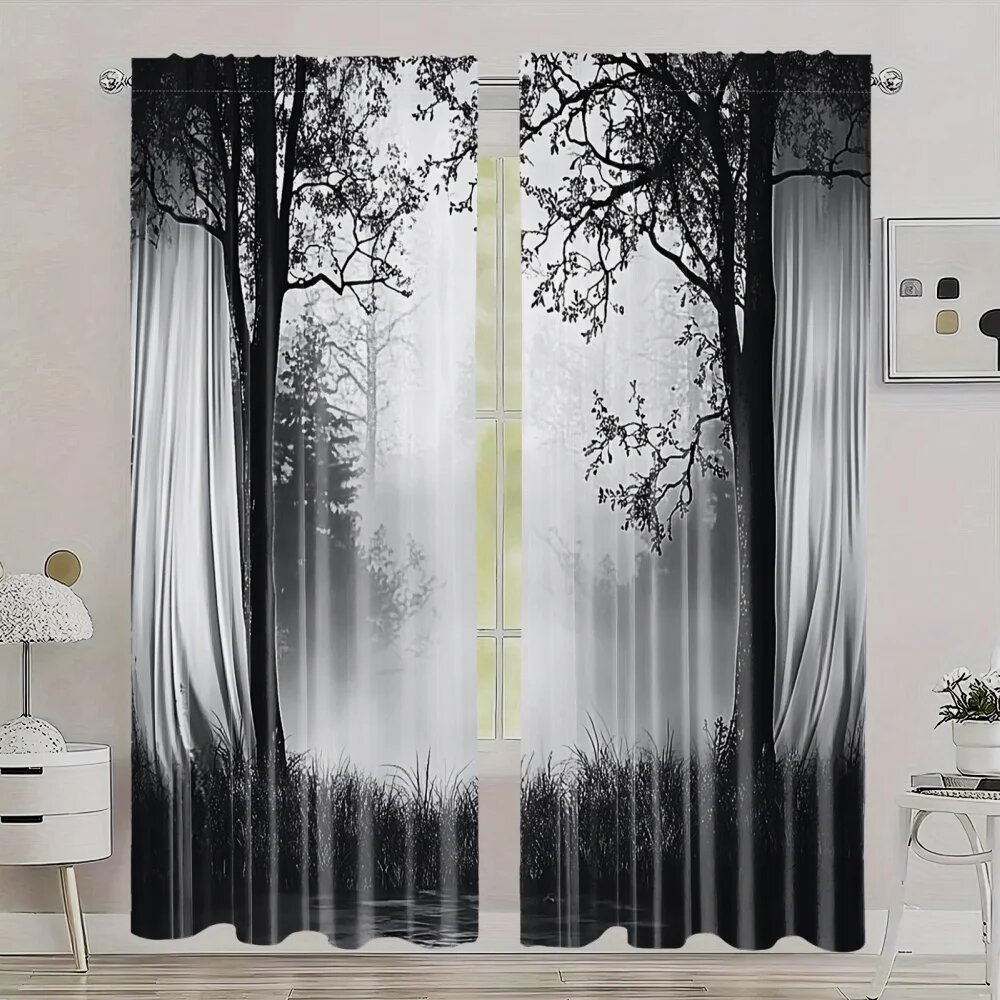 2 шт. шторы туманный лес готический принт полиэстер 150x250cm(2pcs)