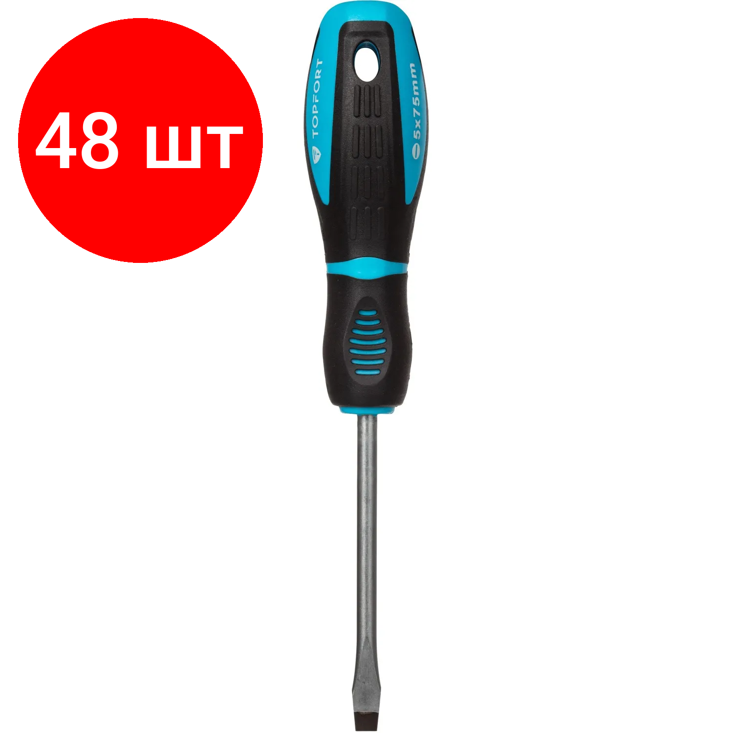 Комплект 48 штук, Отвертка шлицевая SL 5x75 TOPFORT (546005)