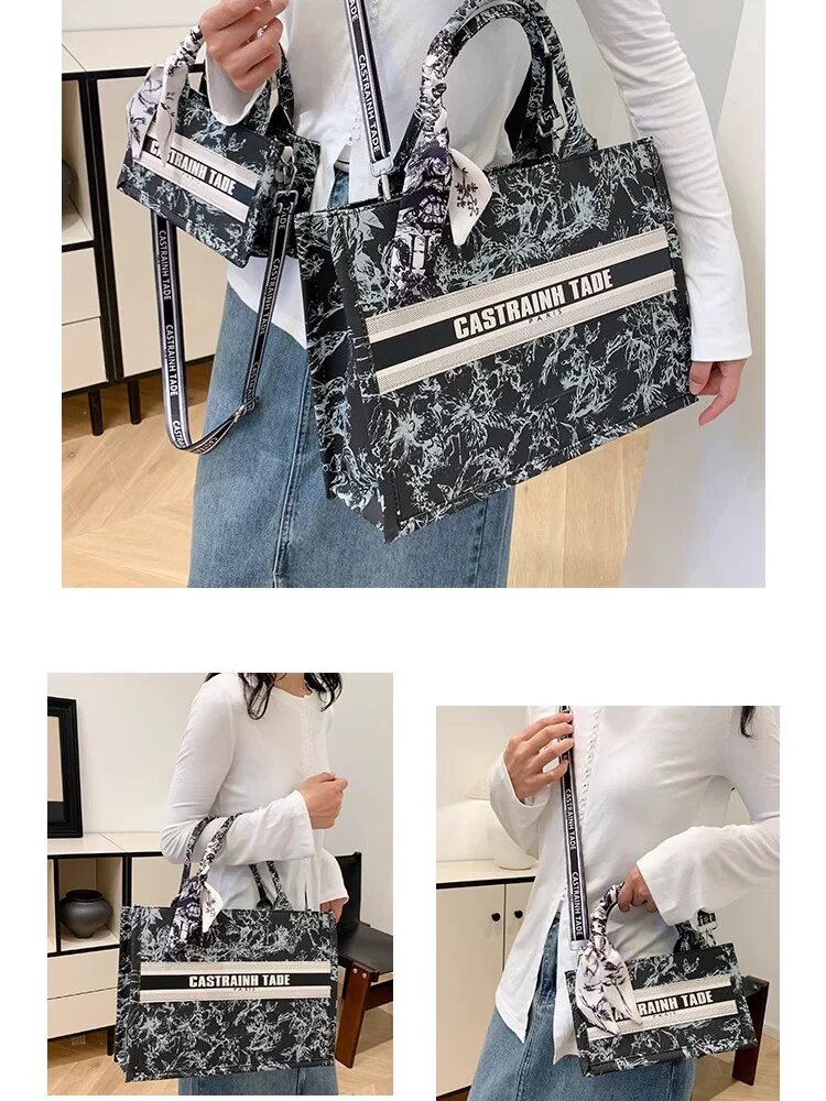 2025 Новая большая сумка для женщин, модная жаккардовая вышивка, высококачественная индивидуальная сумка через плечо для повседневного использования