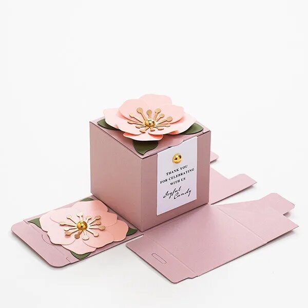 Розовые картонные коробки для подарков 100шт, 6.5x6.5см, Pink 10
