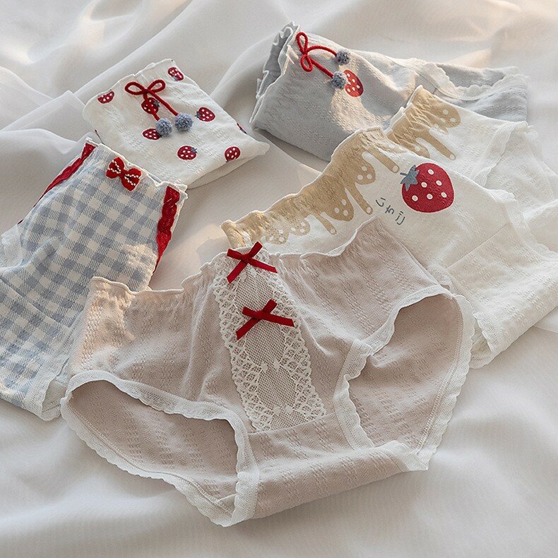 5-пакет женского нижнего белья из чистого хлопка, треугольные трусики, оптовая продажа милых трусиков для девочек