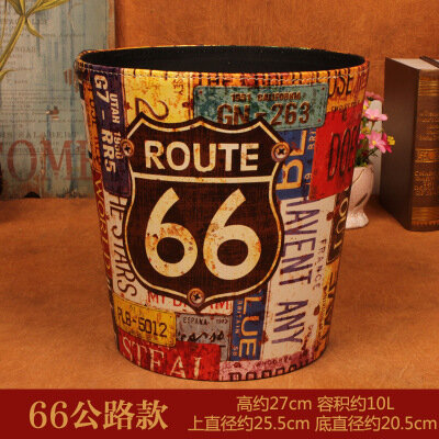 Креативная британская кожаная круглая большая мусорная корзина для домашнего использования, простая безкрынная корзина для мусора, ретро бумажная корзина