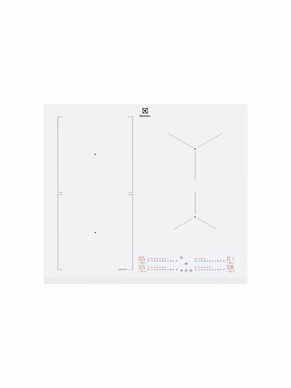 Встраиваемая индукционная варочная панель ELECTROLUX CIS62450FW, 4 конфорки, сенсорный слайдер независимая установка, белая