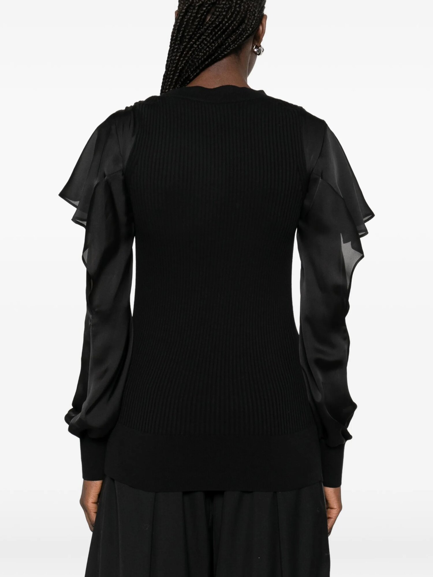 Топ Sacai Ruffled knitted top, размер 42, black/black — фото 1