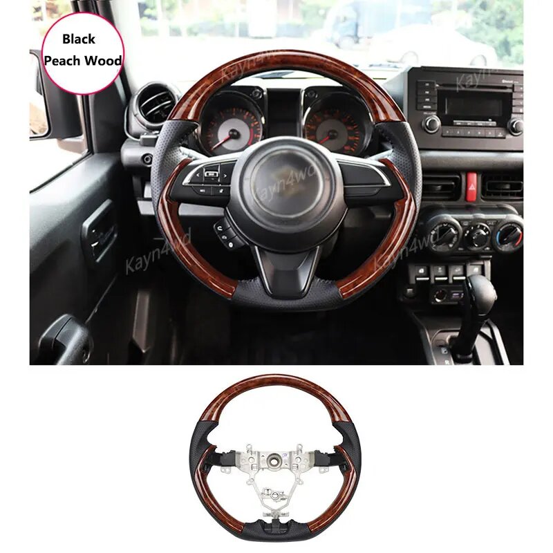 Внедорожные аксессуары для интерьера 4x4, замена рулевого колеса из углеродного волокна в спортивном стиле для Suzuki Jimny JB64 JB74 JC74 2019-2025 гг. Peach Wood Black