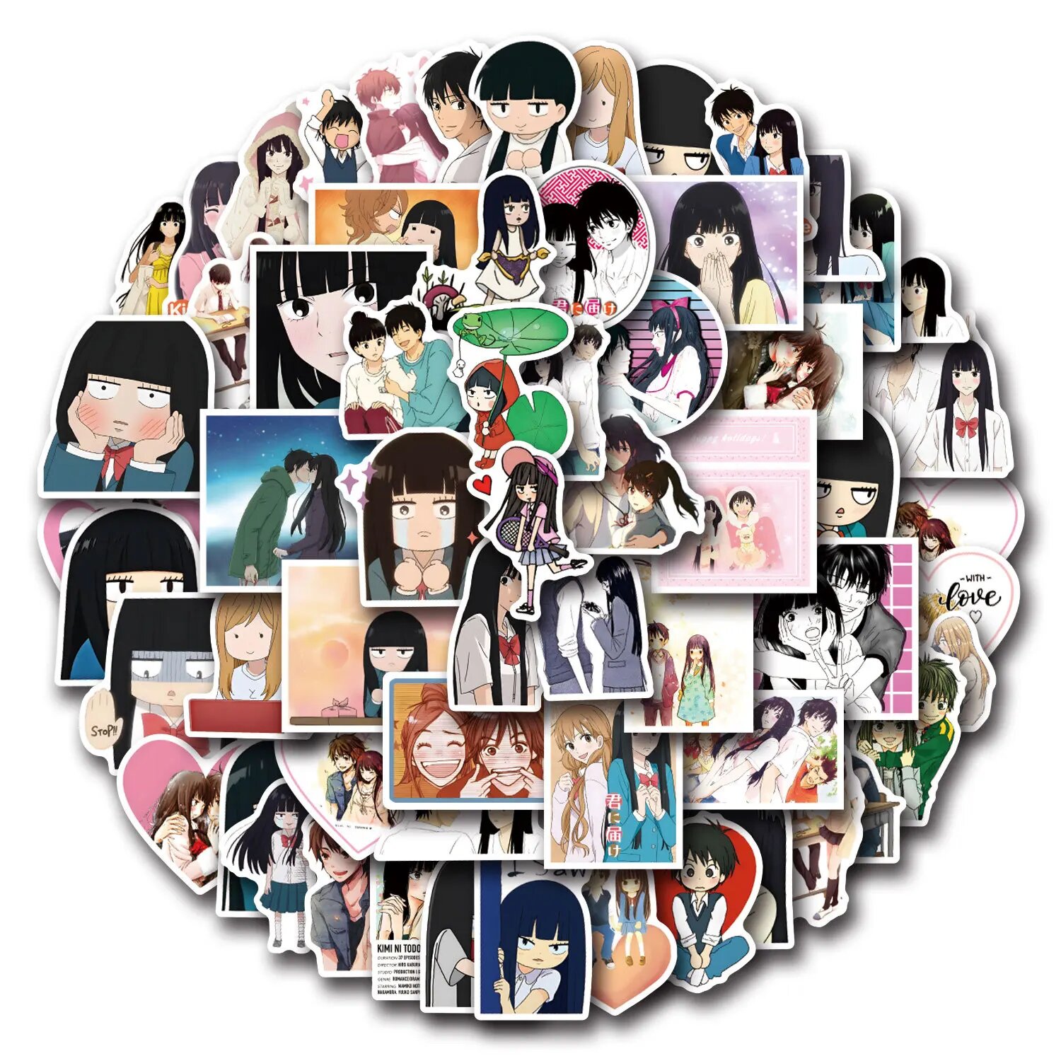 55 шт, наклейки с граффити Kimi Ni Todoke, сделай сам, чемодан, телефон, чемодан, скейтборд, водонепроницаемые наклейки, дет.