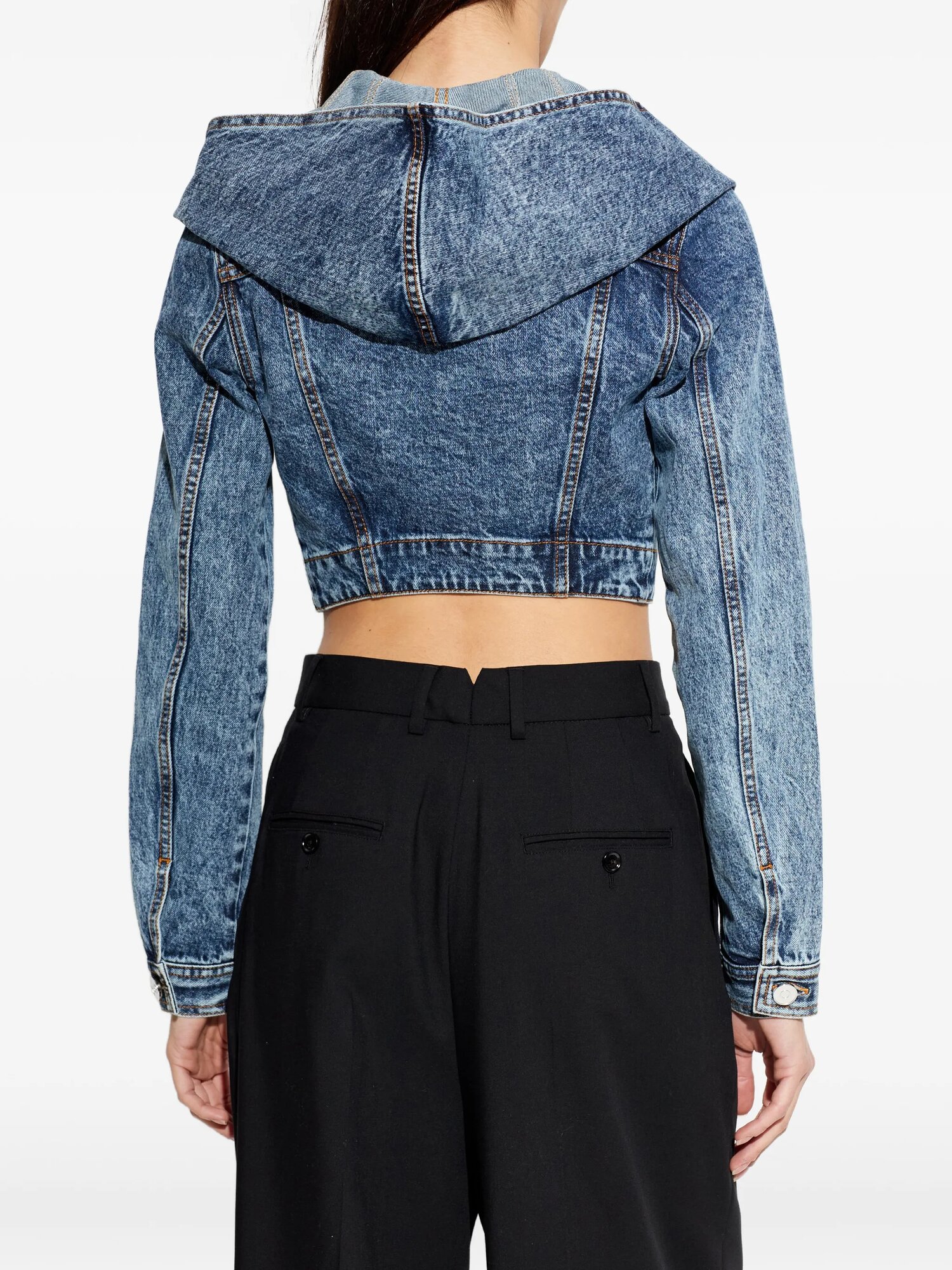 Куртка Alaia Hooded cropped jacket, размер 38, blue — фото 1