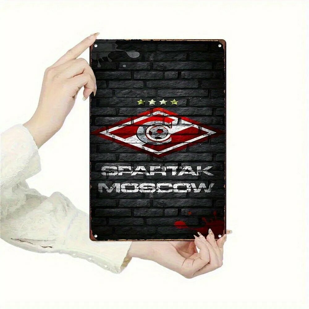 KNOW EASY-Ретро-металлическая жестяная вывеска в деревенском стиле: Футбольный клуб Спартак Москва с эмблемой,2D Плоская подвесная табличка, декоративная роспись