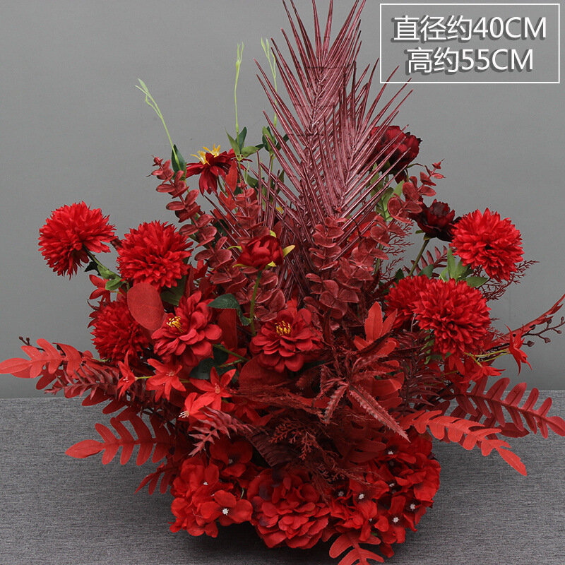 Новая стильная крупная свадебная напольная цветочная композиция, готовое изделие из шелковых цветов для декора, композиция из эвкалипта для украшения прохода, свадебное флористическое искусство.