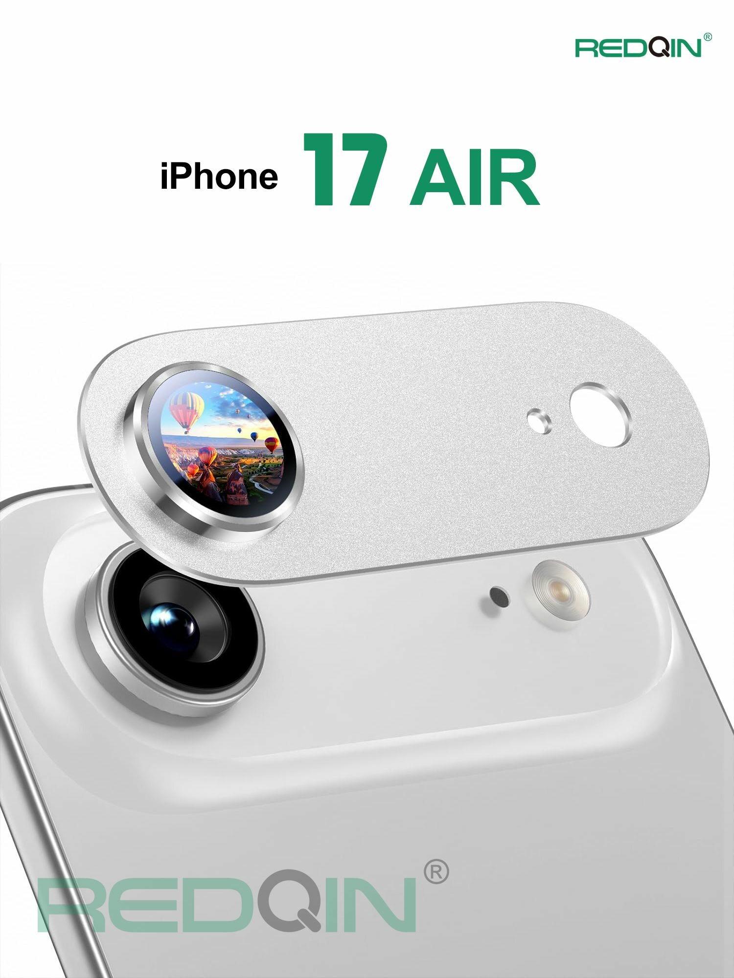 Металлическая защита объектива камеры для iPhone 17 Air: Сапфировое стекло, Устойчивость к царапинам и ударам (Cloud White) (1шт)