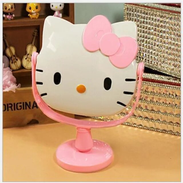 Настольное зеркало для макияжа с мультяшным персонажем Hello Kitty, милое, креативное, изысканное, вращающееся настольное зеркало для туалетного столика, праздничный подарок для девочек, оптовая продажа.