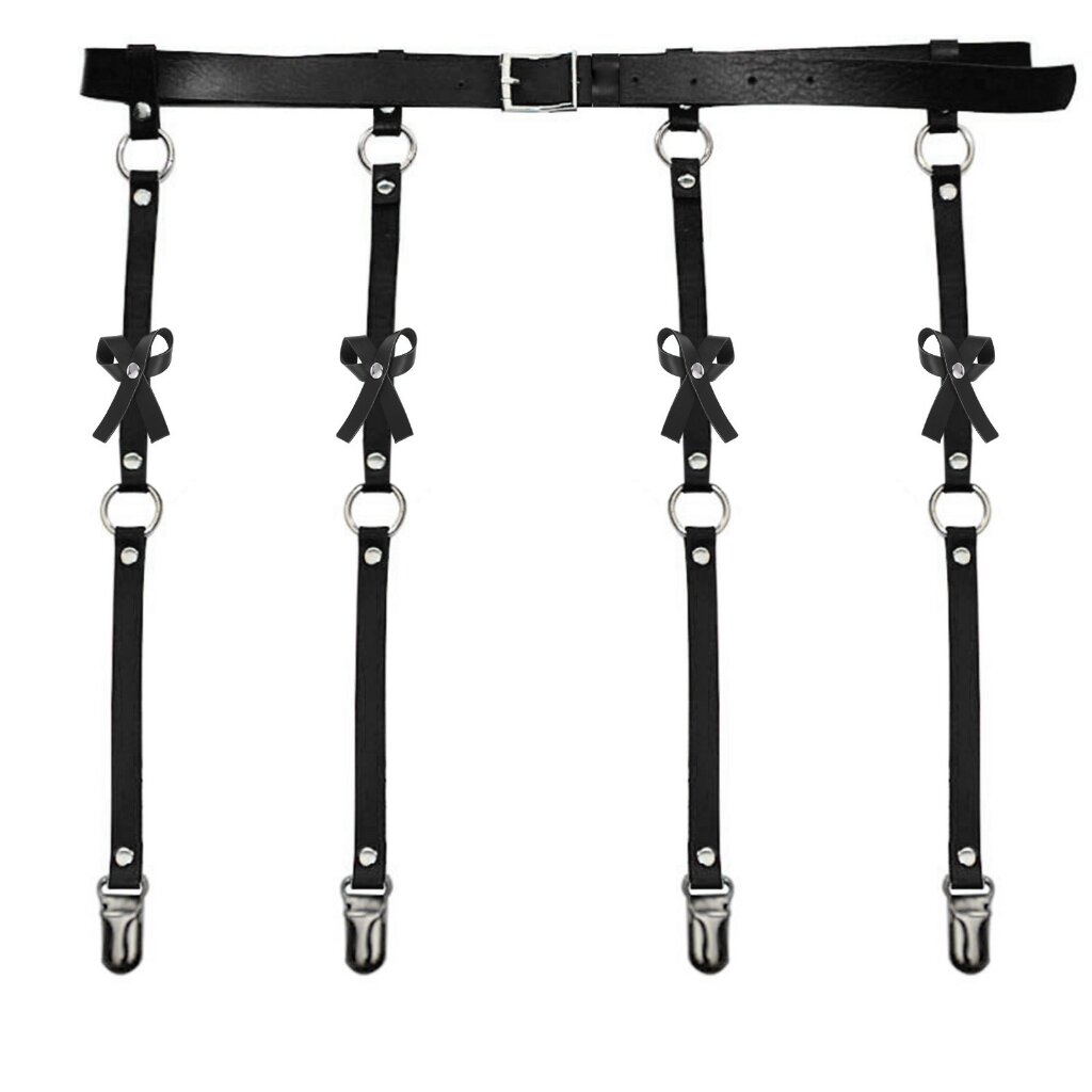 Женский пояс с подвязками из искусственной кожи и бантом с высокой талией, подтяжки, металлический зажим для чулок