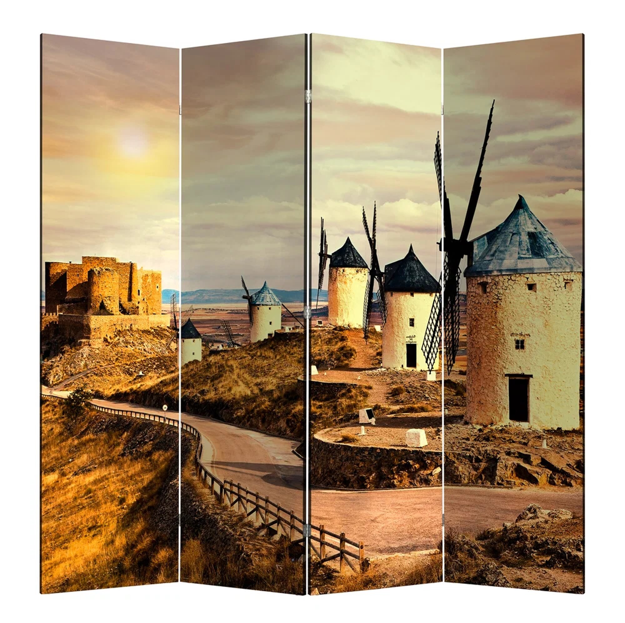 ПВХ ширма перегородка для зонирования Мельницы 2 - 4, размер 177х188/47 см