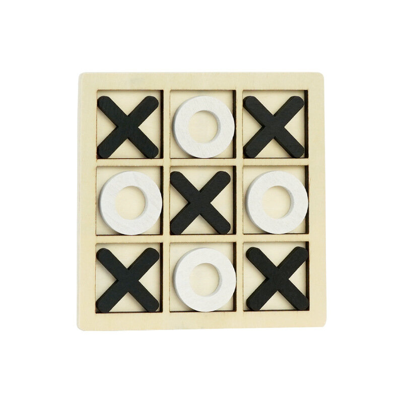 Деревянная доска для игры в крестики-нолики, черно-белый цвет, 14,5x14,5 см, классическая настольная игра для всех