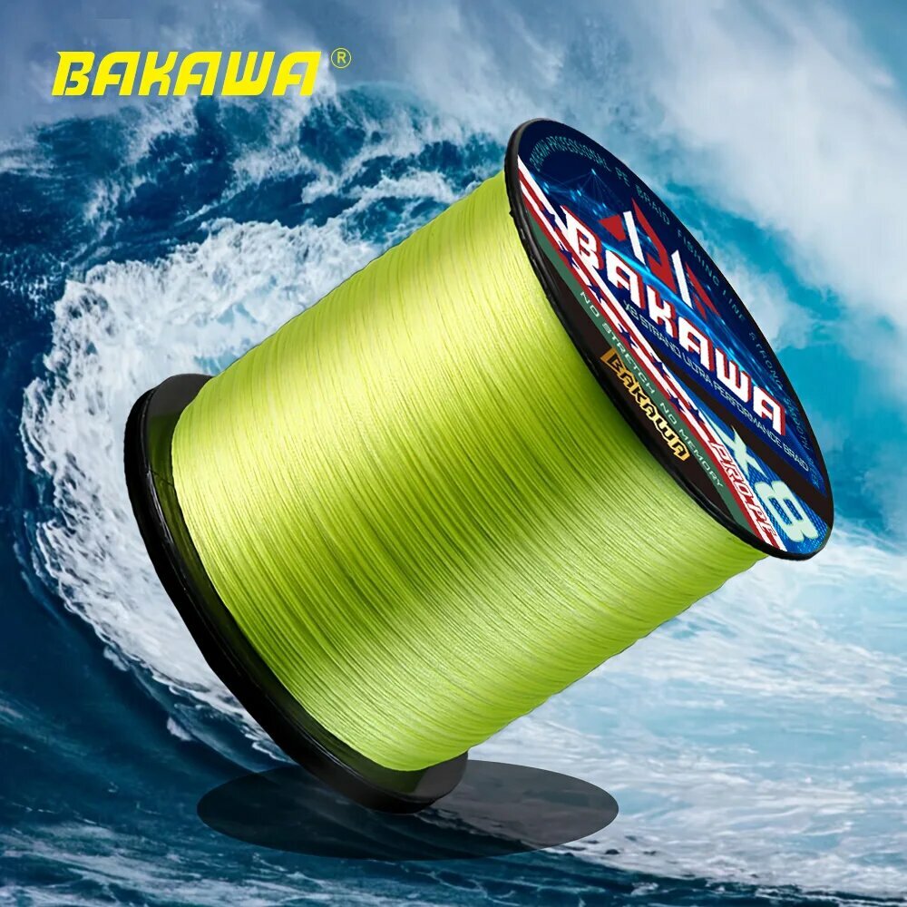 BAKAWA 8-прядная плетеная леска из полиэтилена 500 м Зеленый, 500M-0.50MM-90LB-8.0, X8 Grass Green
