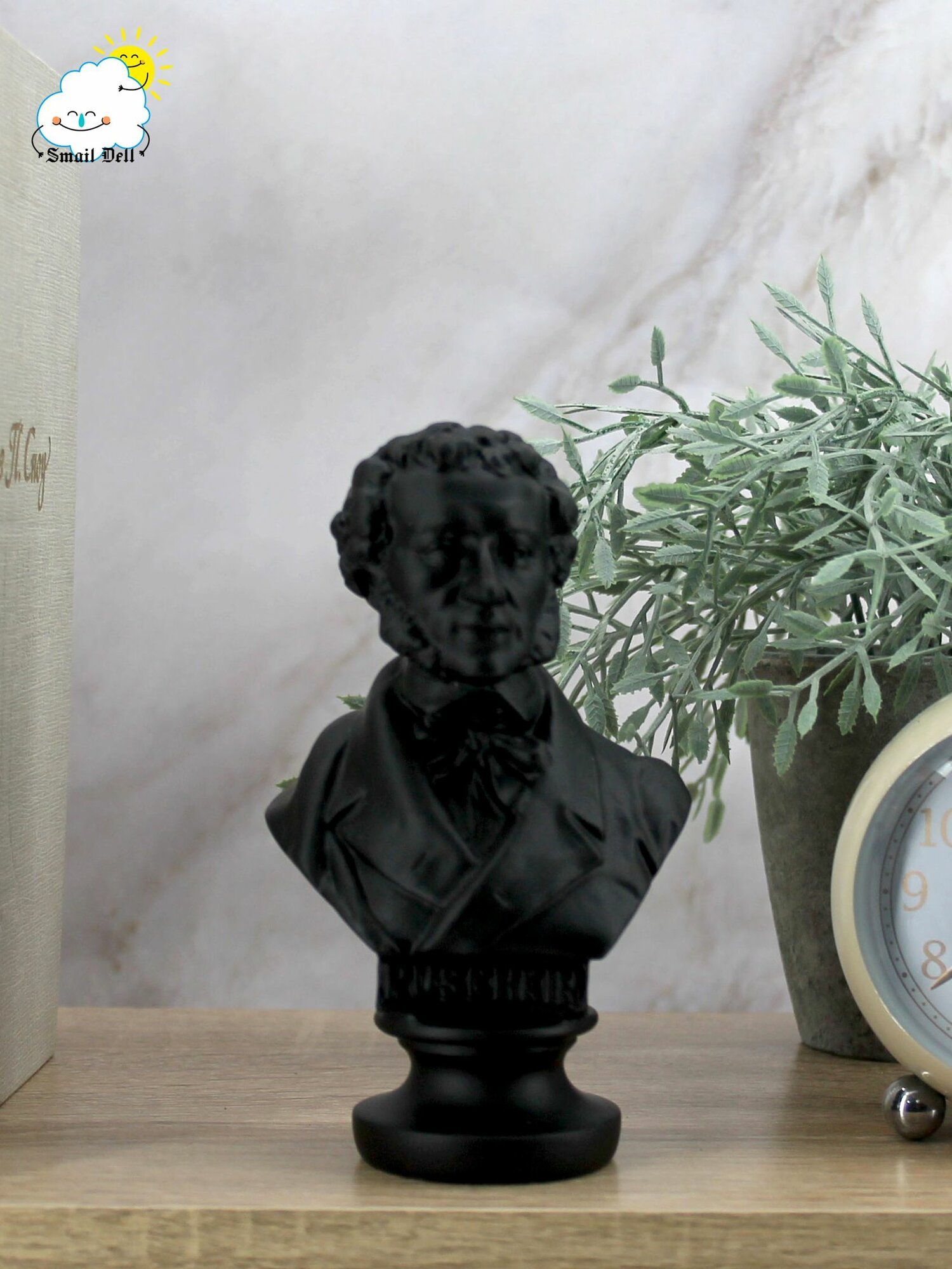 Статуэтка бюст Пушкин А. С. № 3 , гипс . 13 см, цвет чёрный матовый