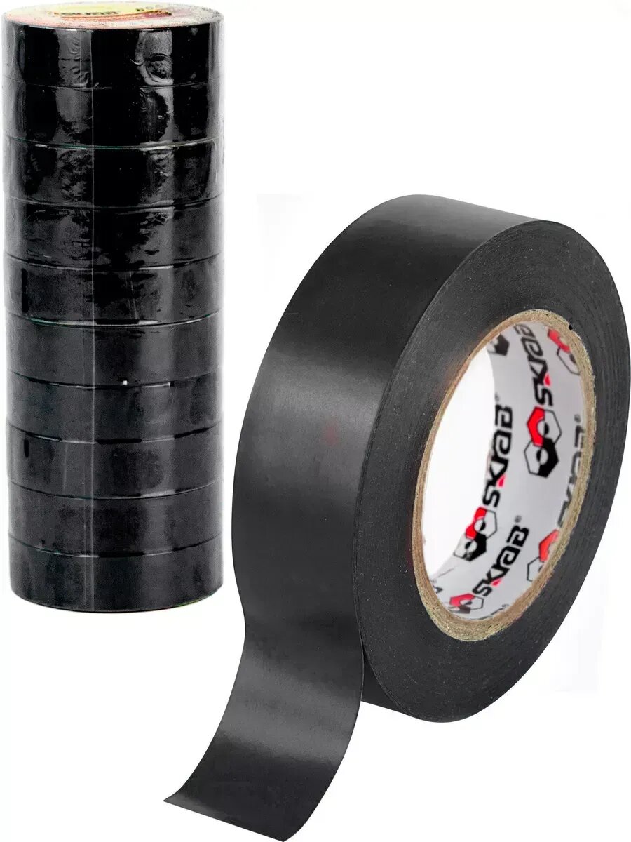 Изолента черная ПВХ 15 мм х 10 м, 10 шт.