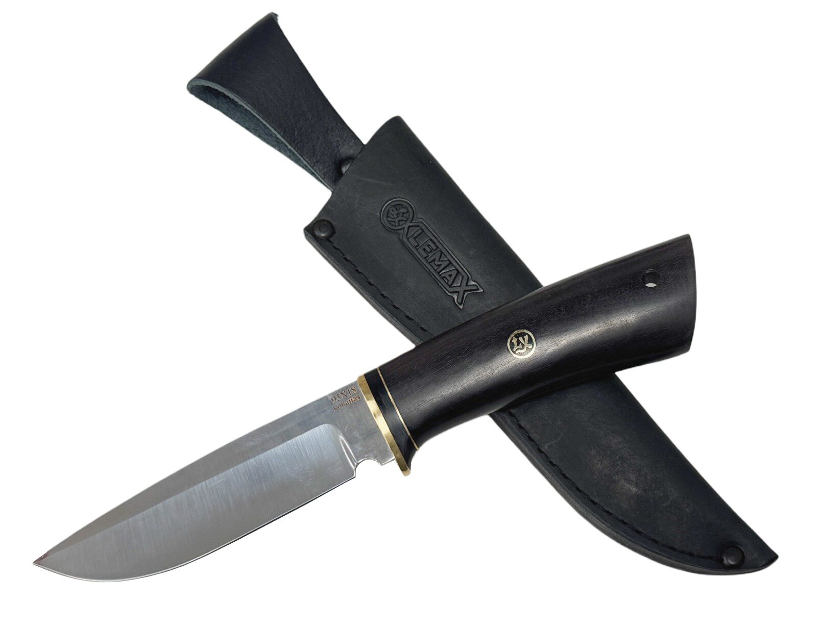 Нож туристический Стрим, сталь 95Х18, чёрный граб, латунь, Lemax