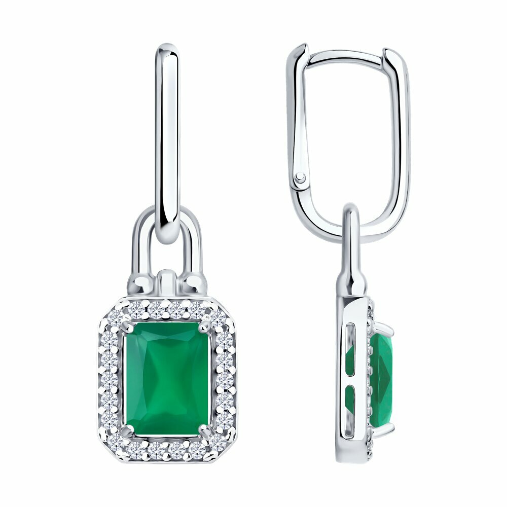 Серьги, серебро, 925 проба, родирование