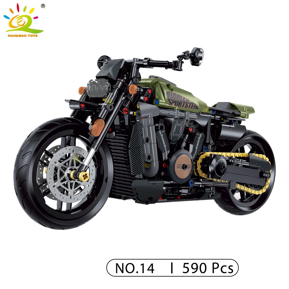 Конструктор мотоцикл HUIQIBAO No.14, 590 деталей