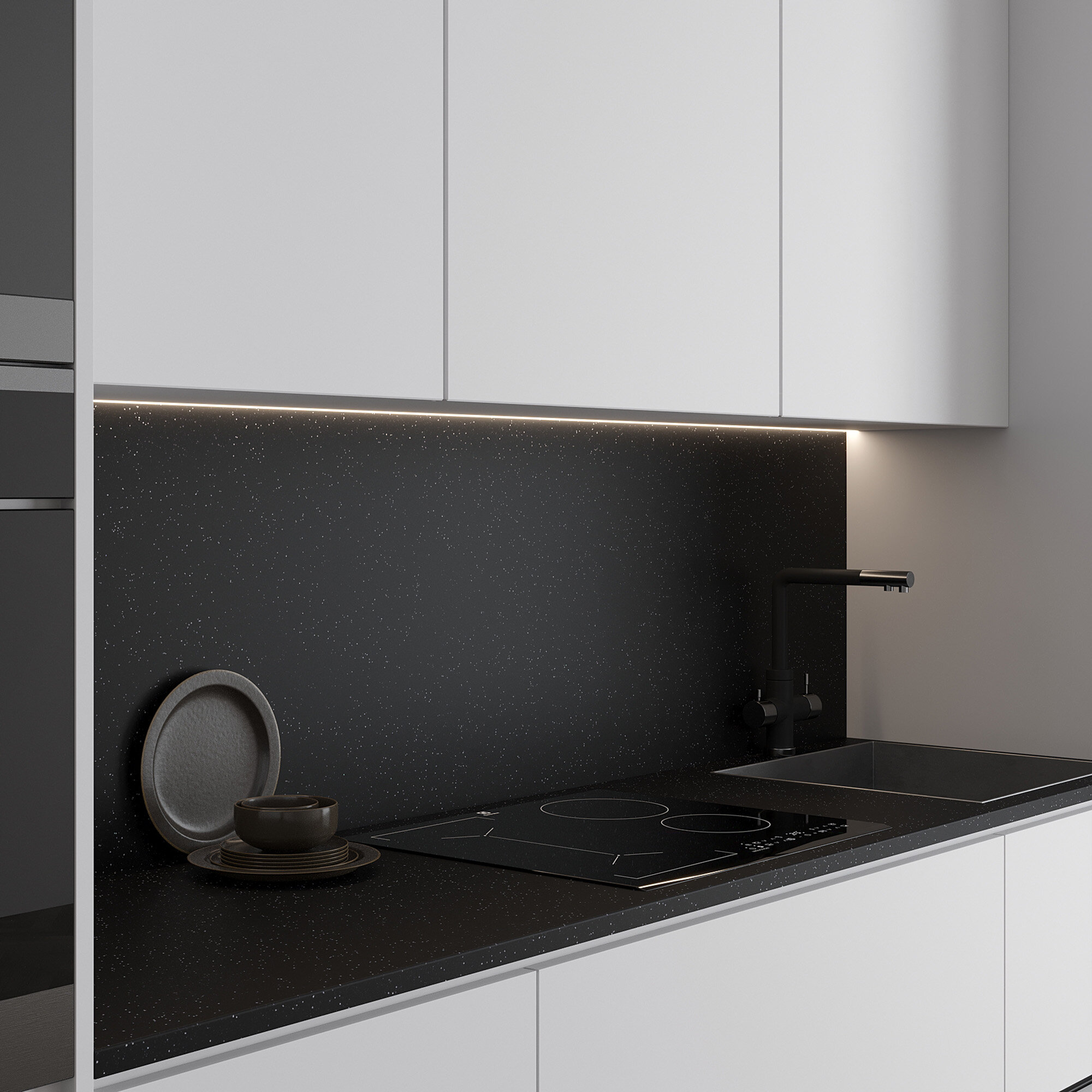 Комплект столешница и стеновая панель Ледяная искра темная 5109  2400х600х40 мм, Slotex