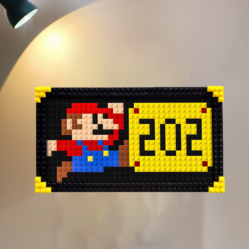 Креативные DIY строительные блоки Марио 3D дверной знак Супер Марио пиксельный логотип декор сборка номерной знак