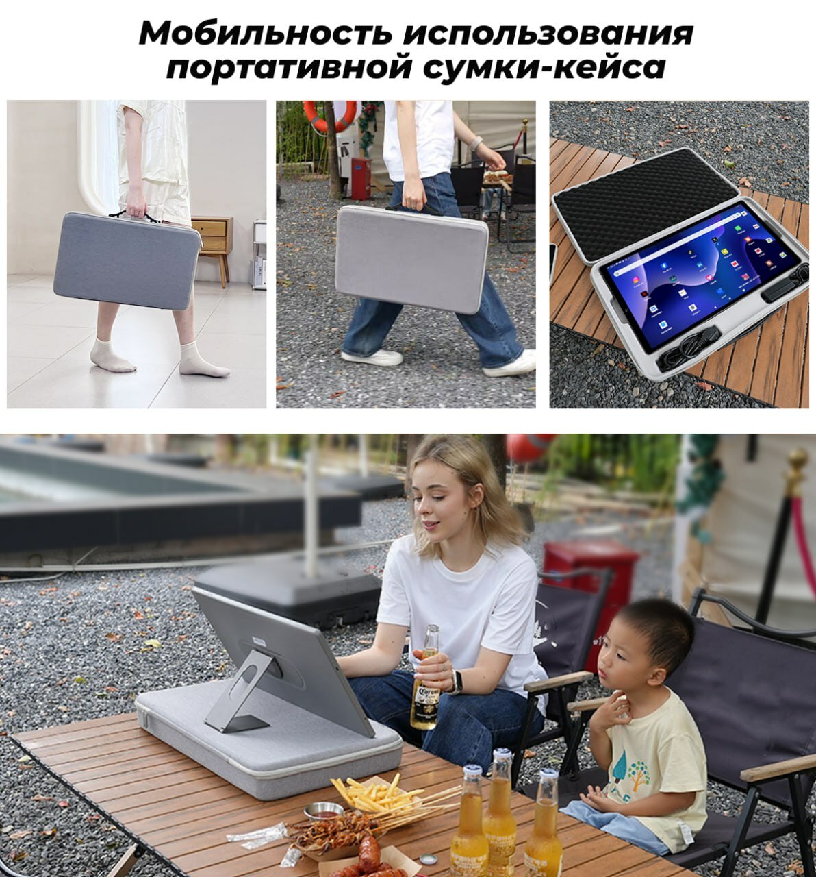 Портативный телевизор с сенсорным экраном и камерой 21.5" дюймов 6Gb/128Gb Grey